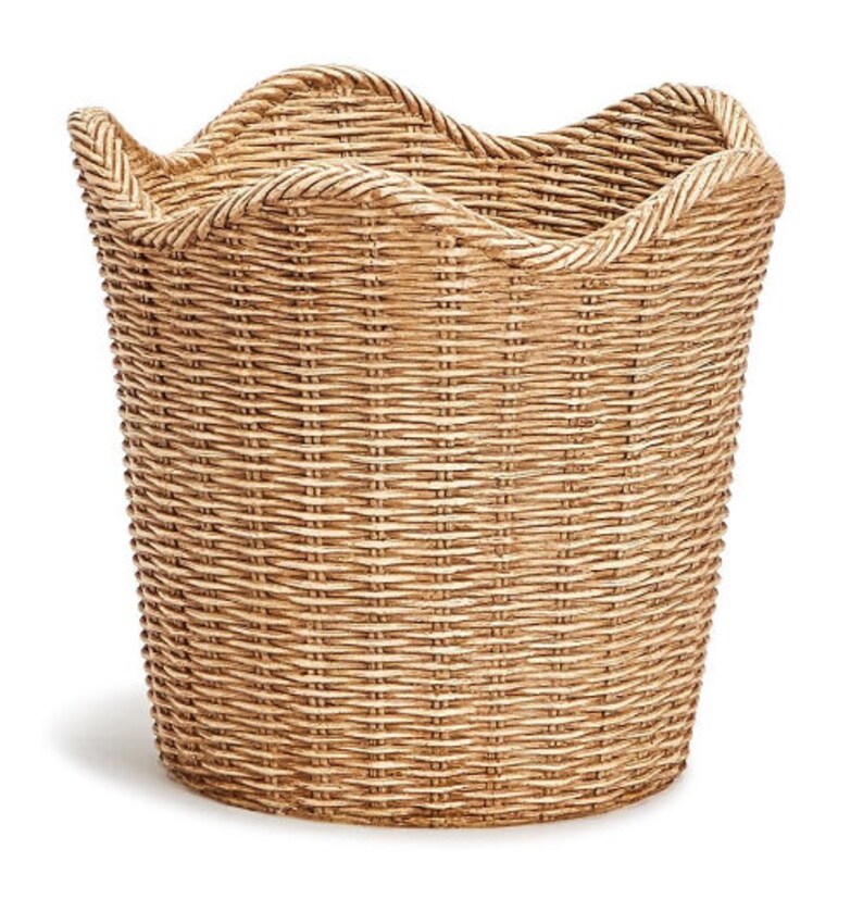 Scalloped Resin Cachepot: Basket Weave Planter, Grandmillennial Decor ...