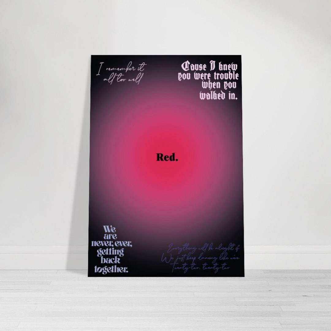 Taylor Swift Red Album Lyrics Wall Art - Etsy