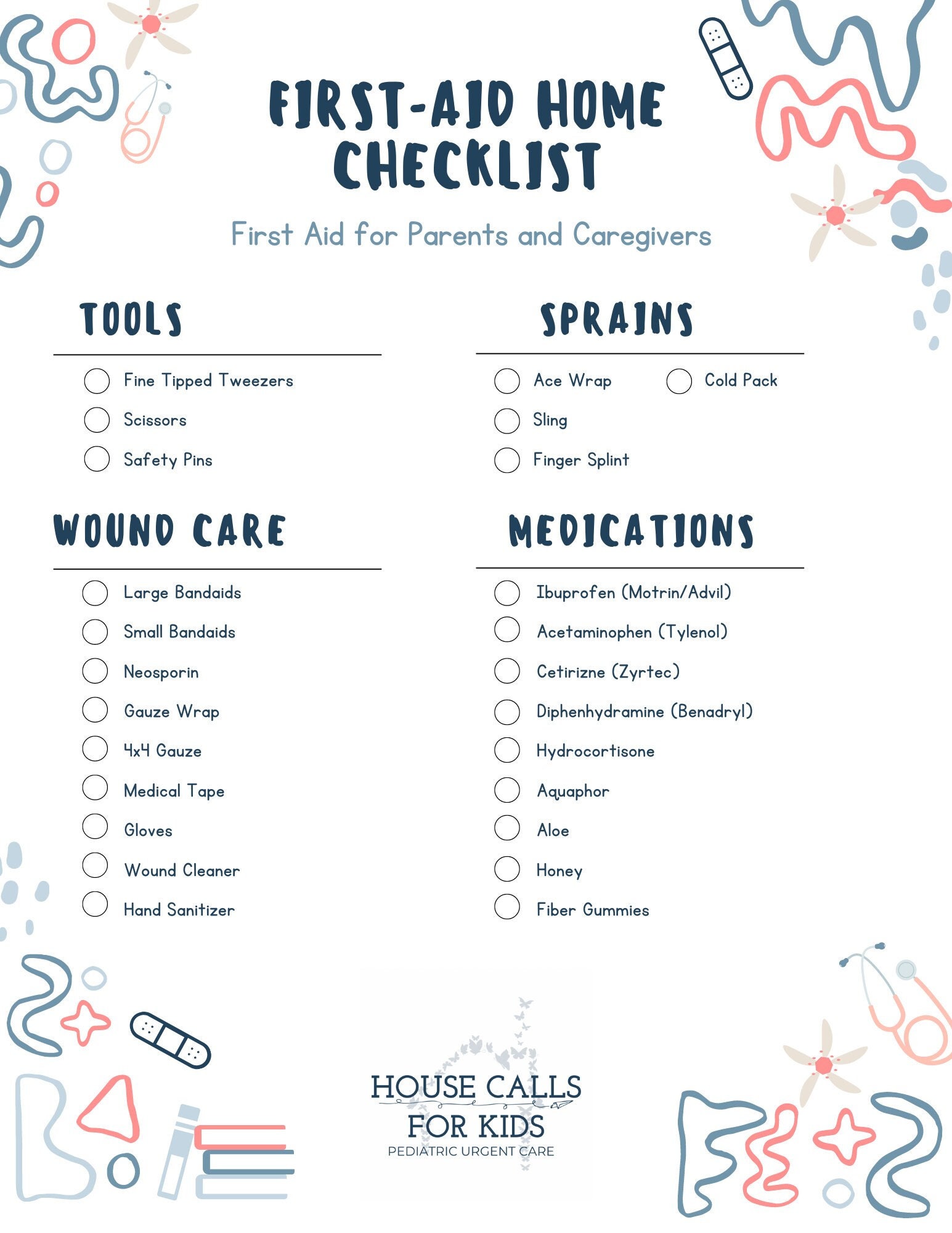 First Aid Checklist - Etsy