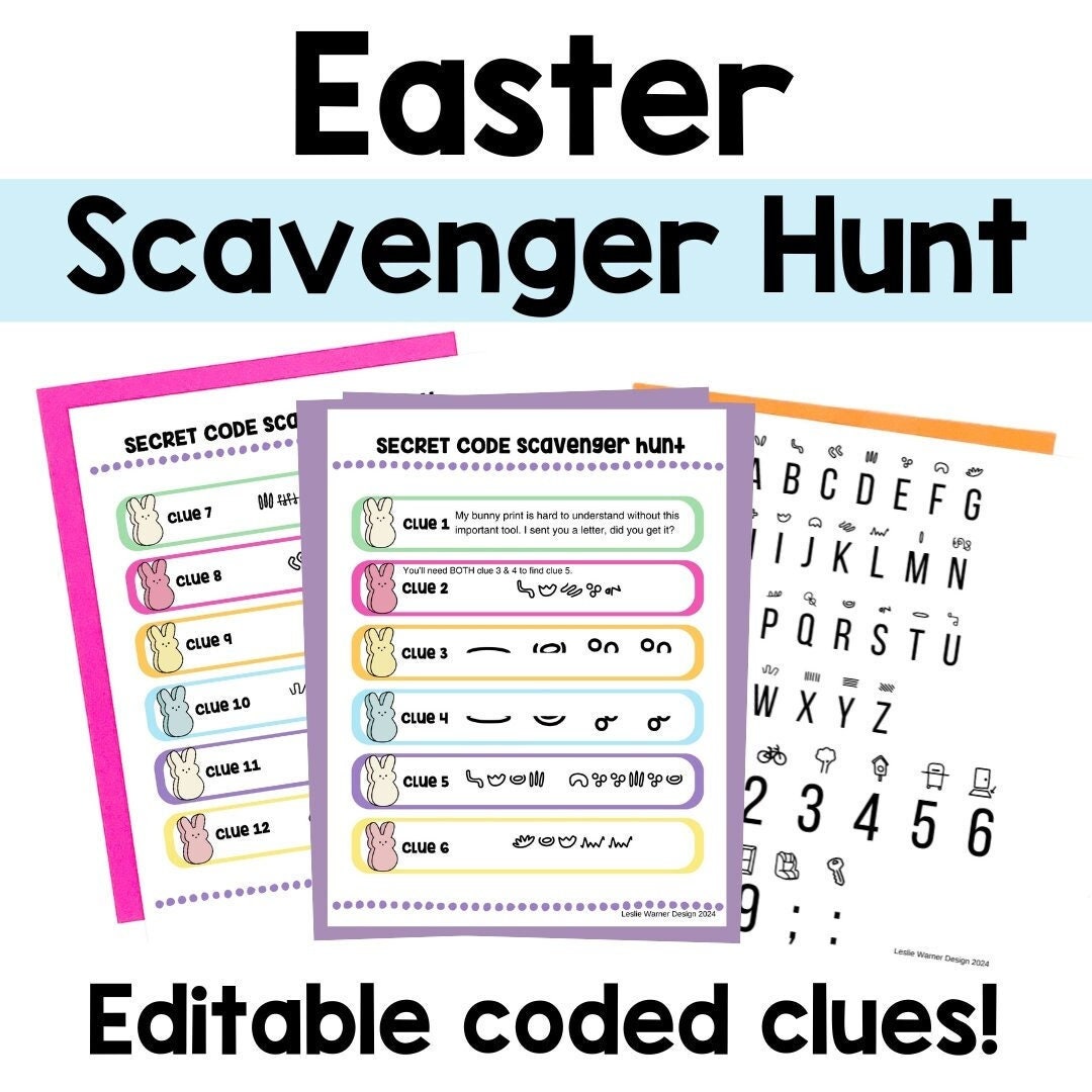 Secret Code Easter Scavenger Hunt Editable Easter Hunt Alphabet Code - Etsy