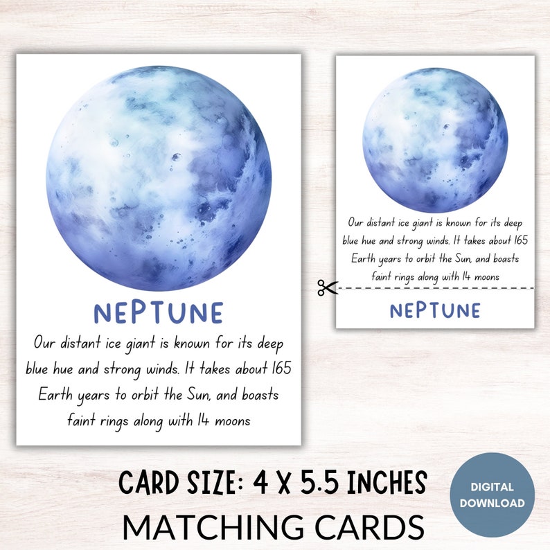 Solar System Flash Cards, Planets Flashcards, Space Education, Science ...
