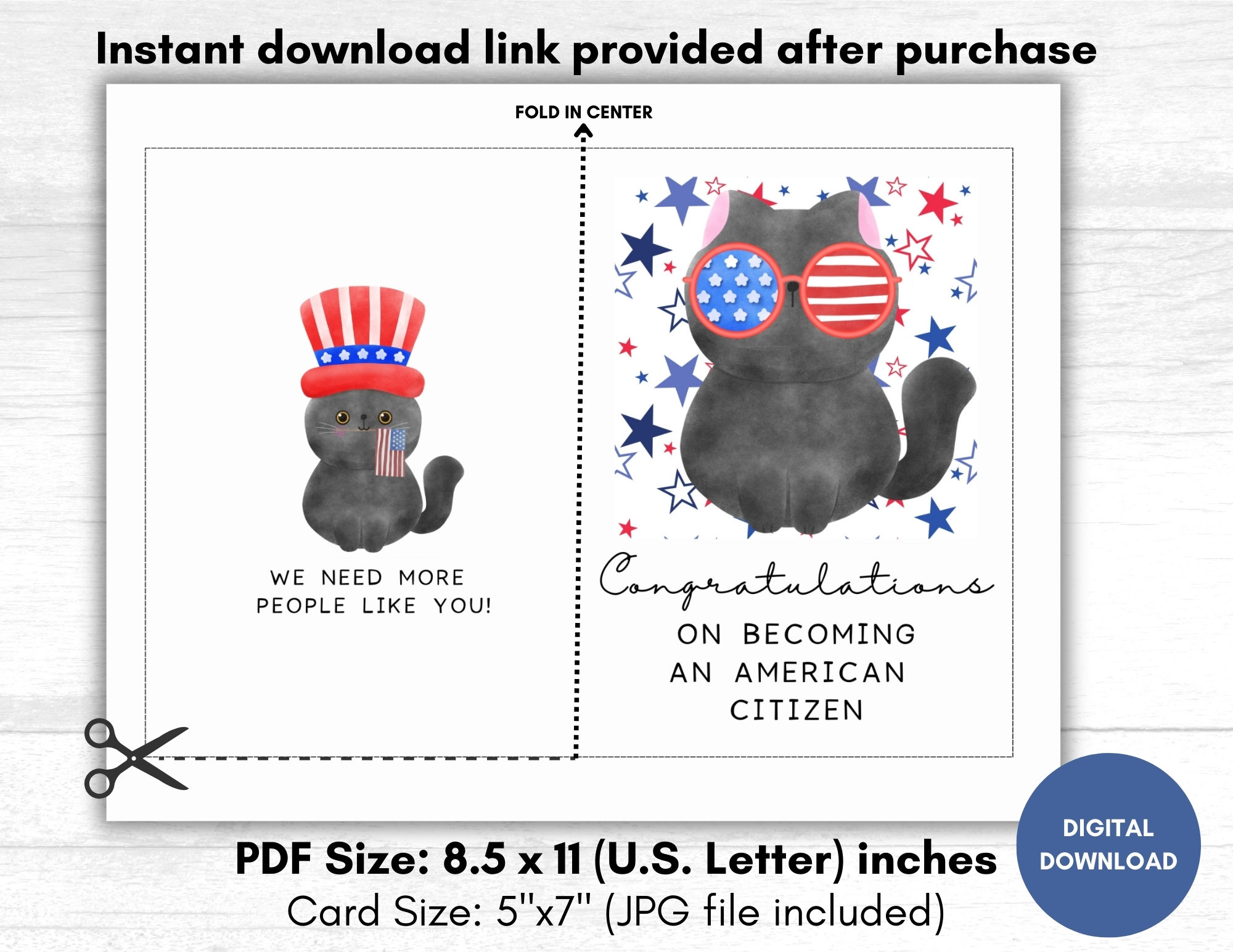 Congratulations for Citizenship Card Set of 2, USA New Citizen ...