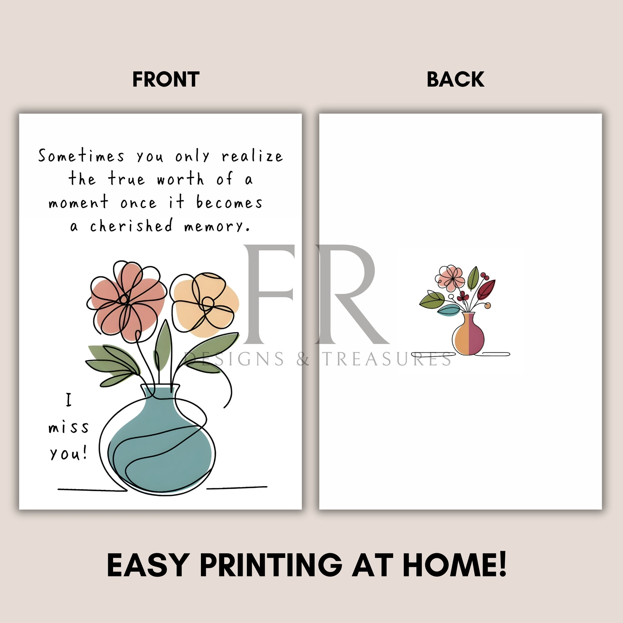 Cherished Memory Miss You Greeting Card for a Friend, Printable ...