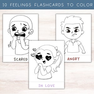 Emotions Flashcards, Feelings Flash Cards, Emotions to Color ...