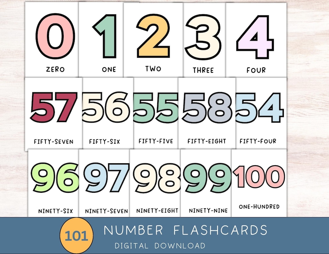 Printable Number Flash Cards 0-100: Montessori Math Learning Set (PDF ...