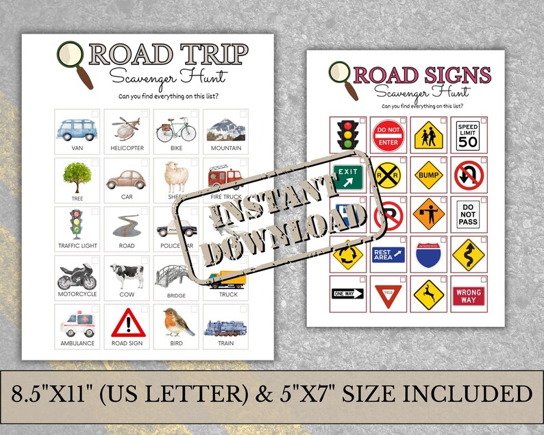 Road Trip Scavenger Hunt Printable Bundle: Car Games for Kids (PDF) - Etsy
