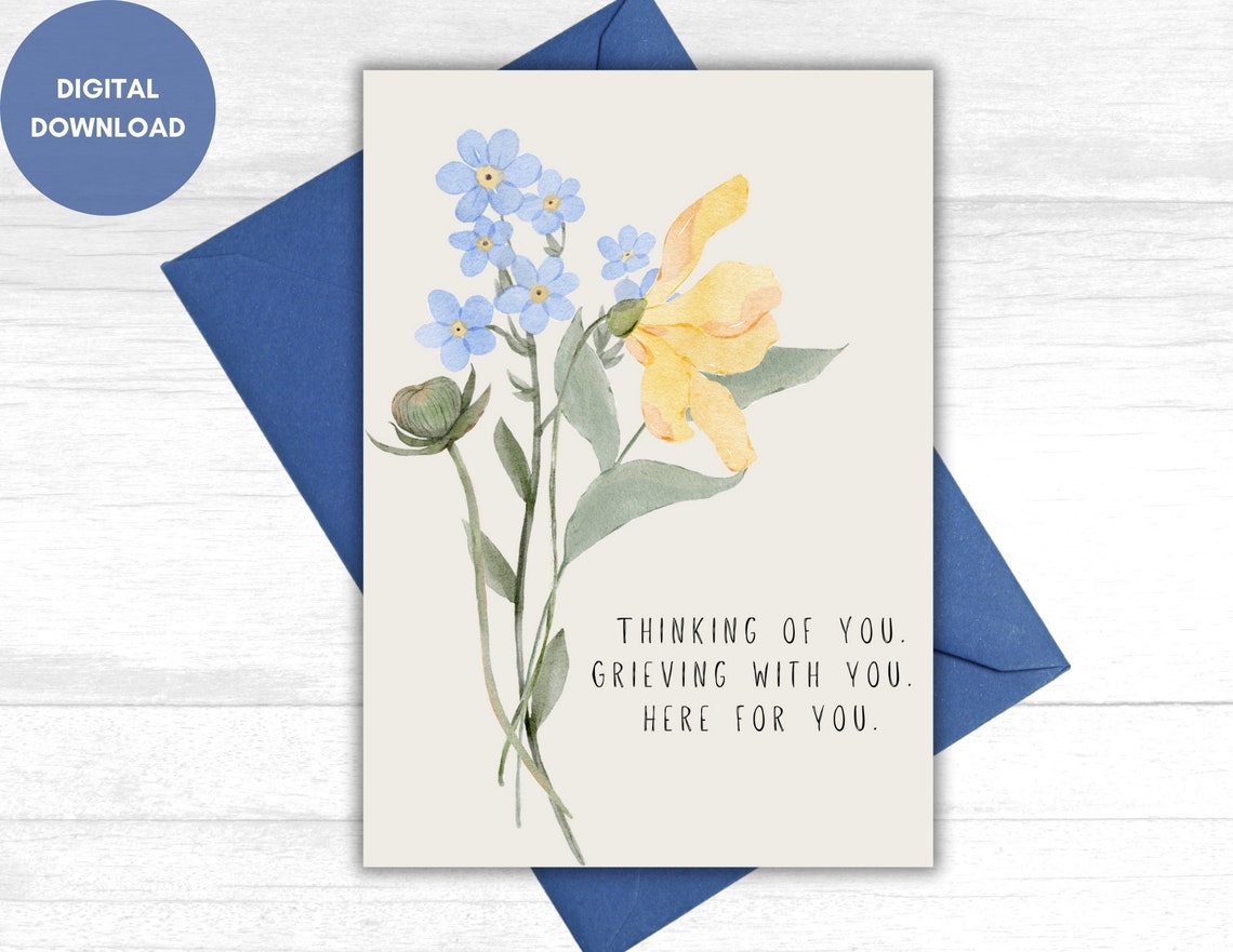 Printable Sympathy Card, Grief Card, Digital Condolence Card, Grieving, Bereavement, Funeral ...