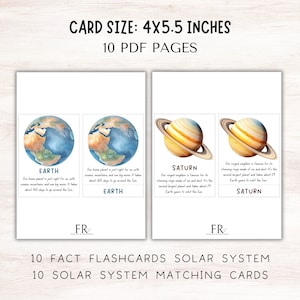 Solar System Flash Cards, Planets Flashcards, Space Education, Science ...