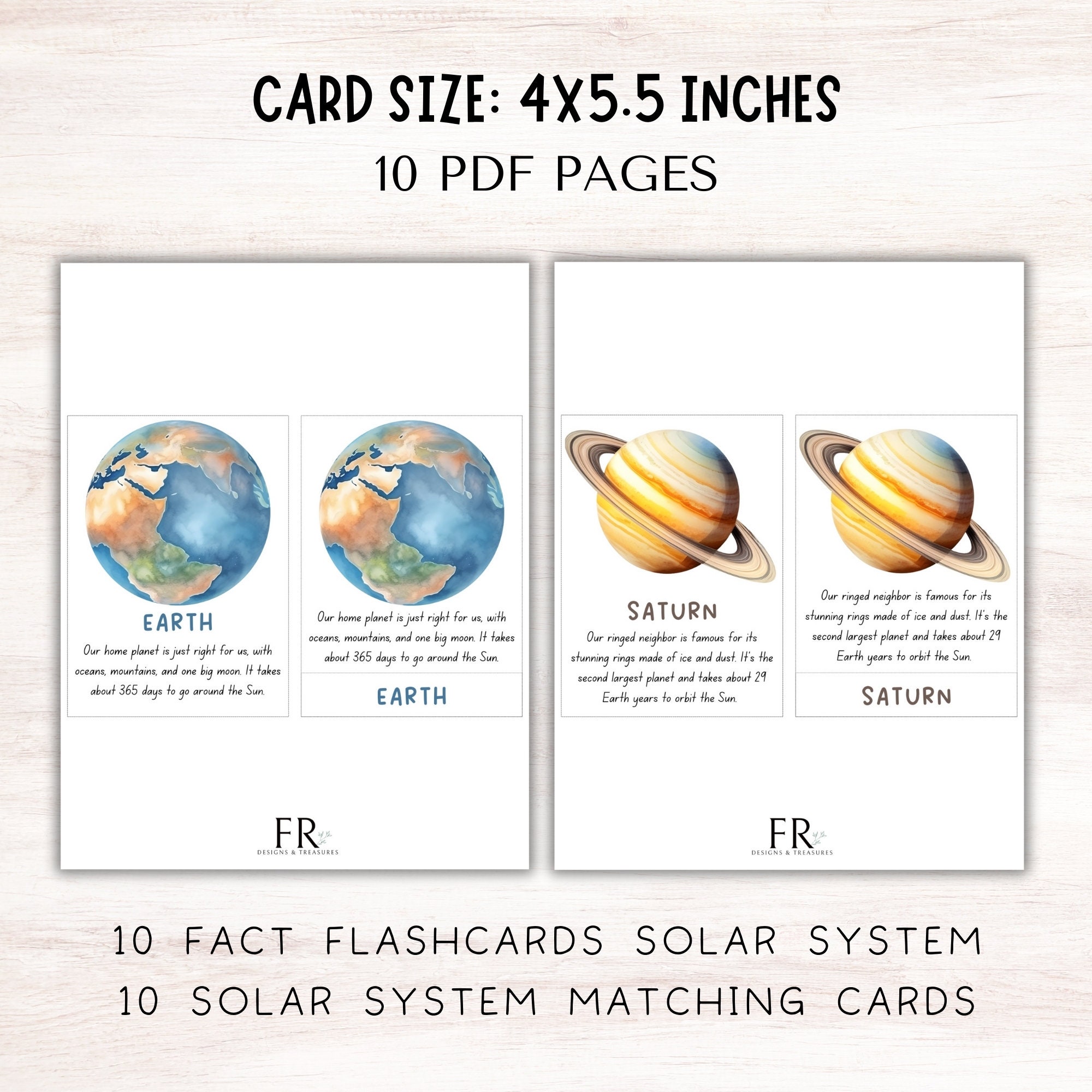 Solar System Flash Cards, Planets Flashcards, Space Education, Science ...