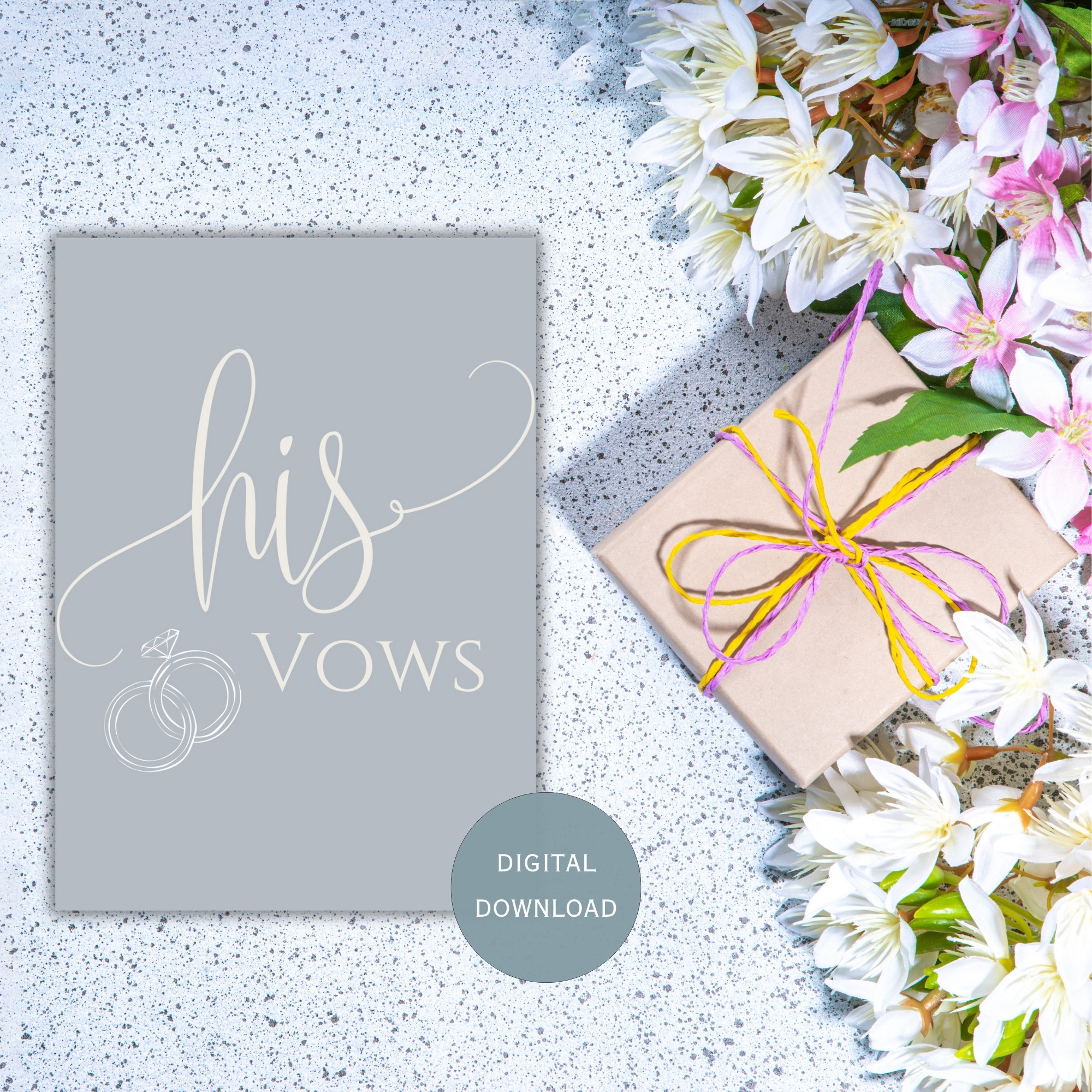 His Her Wedding Vows Cards, Minimal His Her Printable Vow Book Set ...