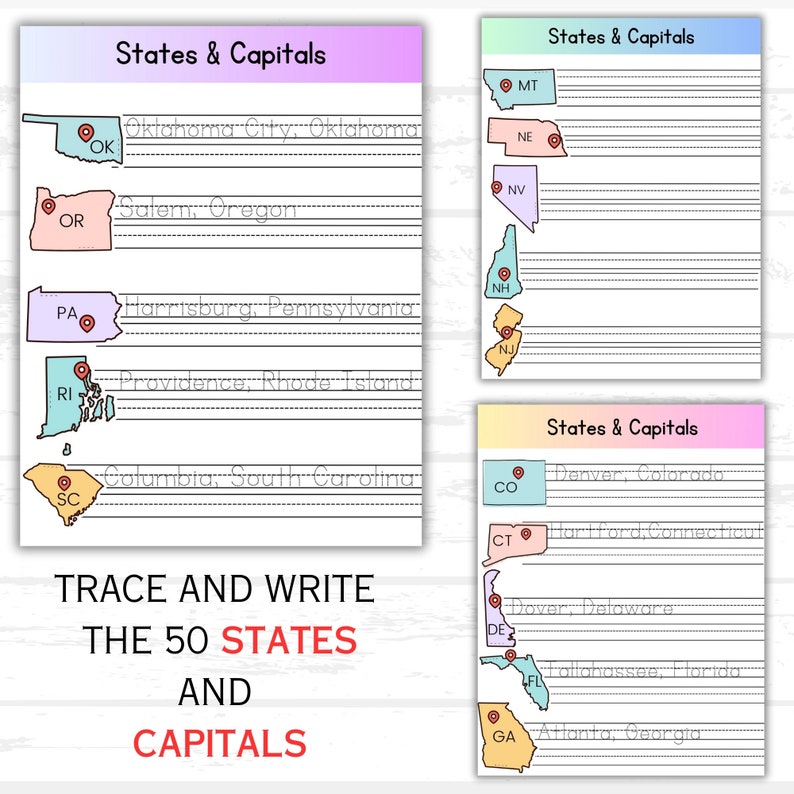 States and Capitals Activity Set: US Geography Homeschool (PDF) - Etsy