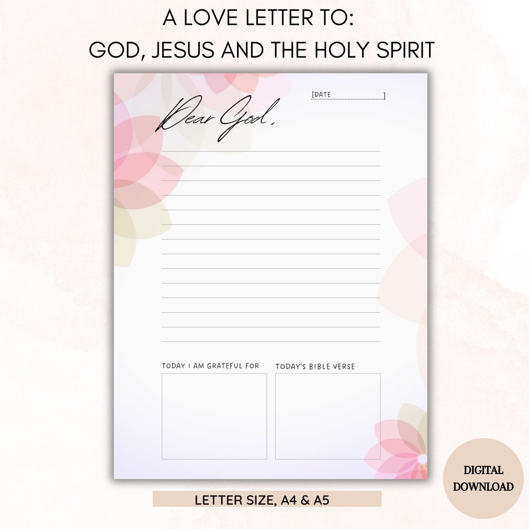 Dear God Daily Prayer Journal: Christian Bible Study (digital Download ...