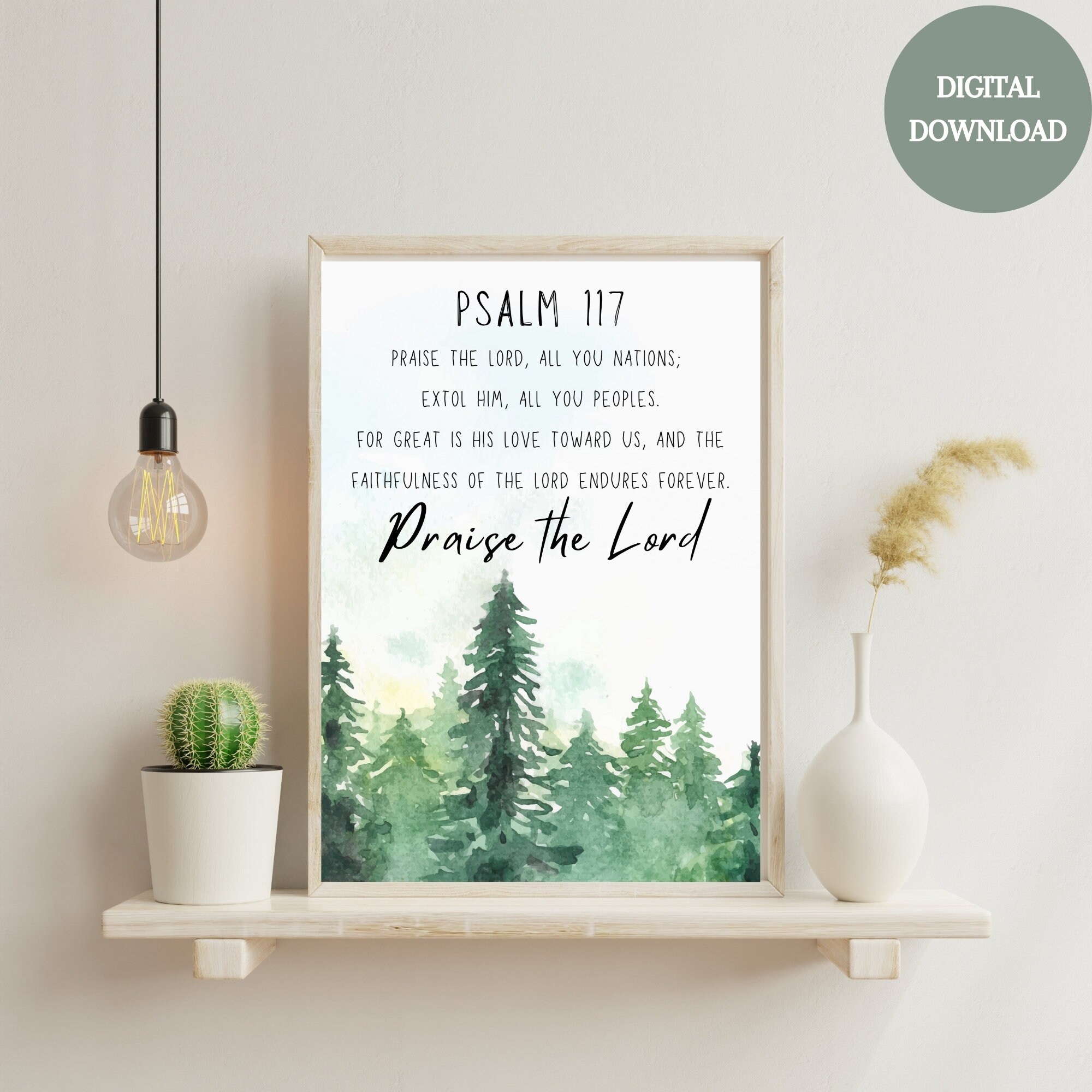Psalm 117 Christian Wall Art Scripture Poster Bible Verse, Praise the ...