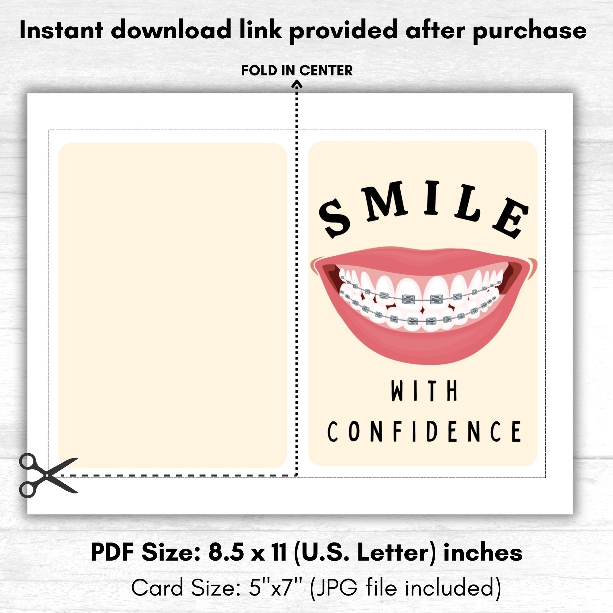 Smile With Confidence Braces Card: Dentist Thank You (digital Download ...