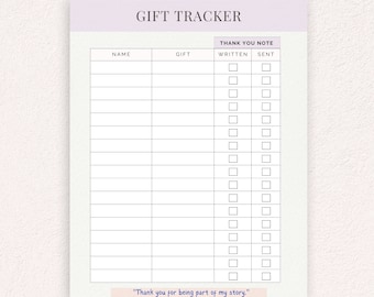 Graduation Gift List Printable With Thank You Note Tracker - Etsy