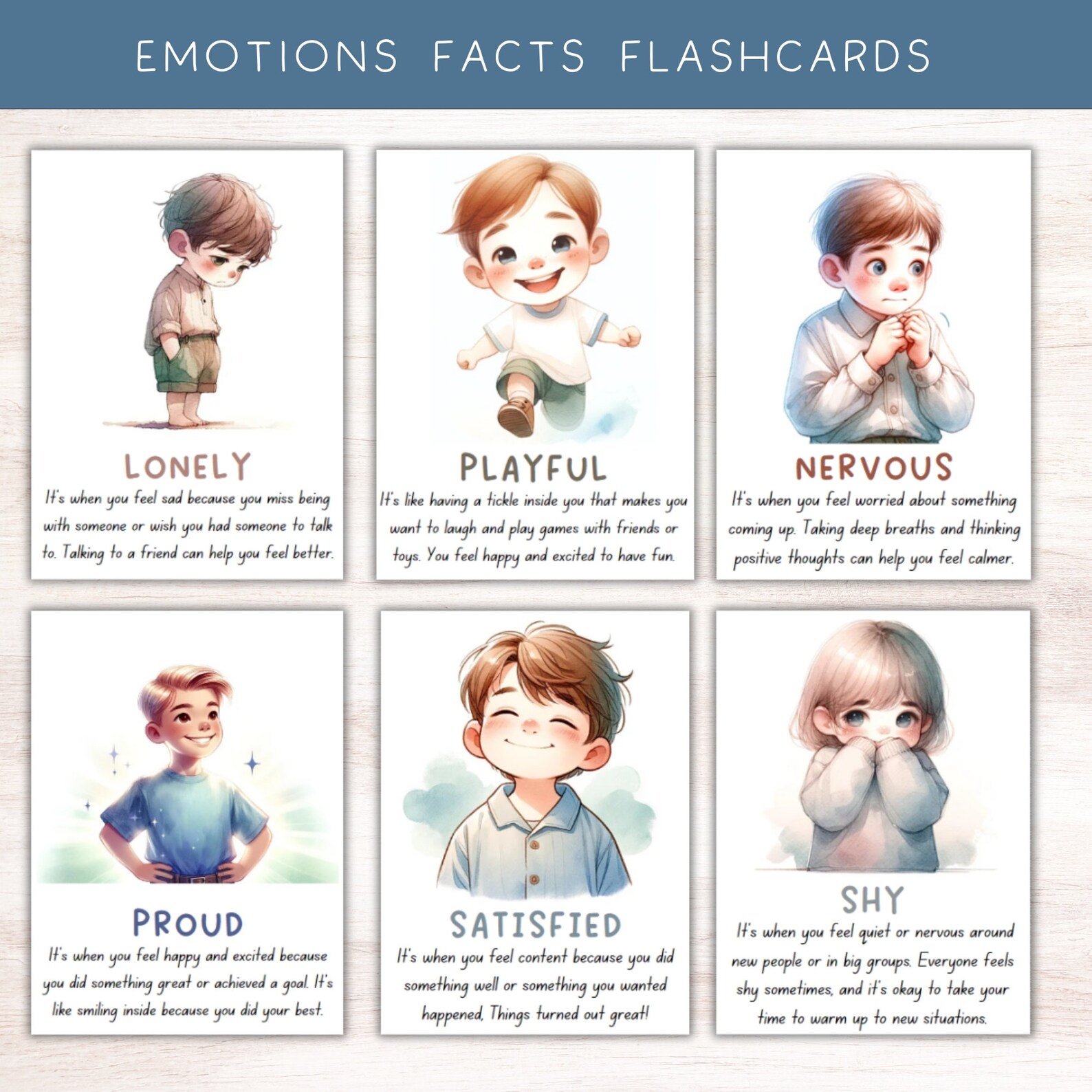 Emotions Flashcards, 34 Feelings Flash Cards for Kids, Montessori ...