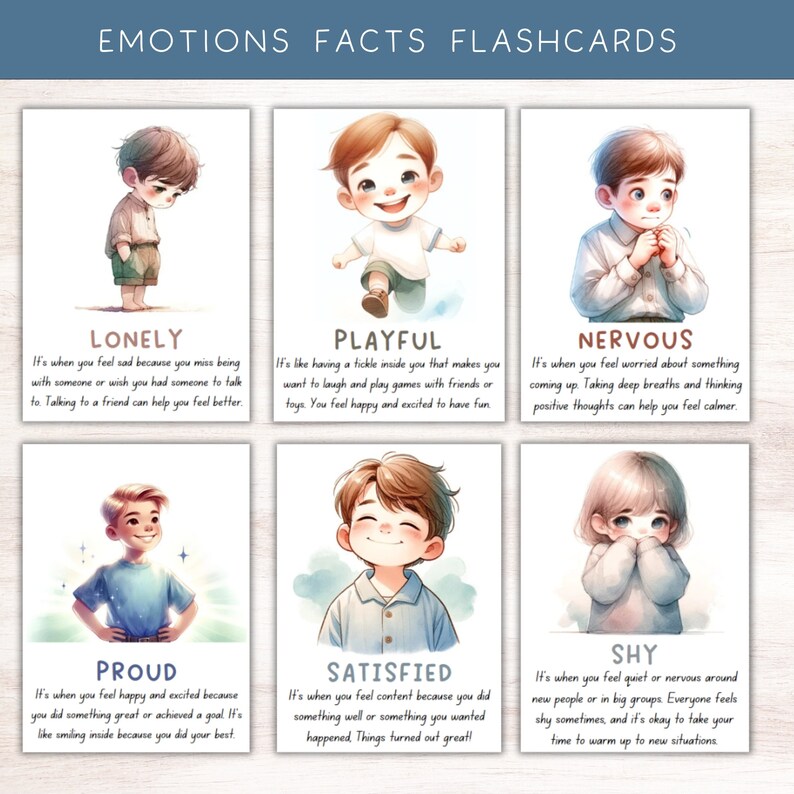 Emotions Flashcards, 34 Feelings Flash Cards for Kids, Montessori ...
