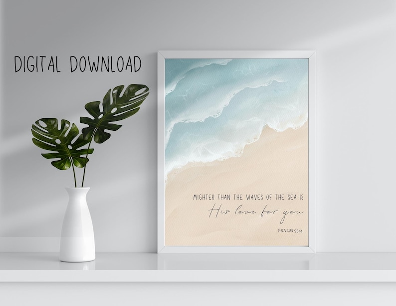 Psalm 93:4 Modern Christian Wall Art, Mightier Than the Waves of the ...
