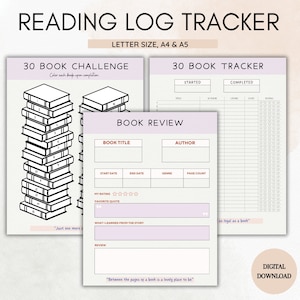30 Book Reading Tracker Printable Challenge, Digital Reading Journal ...