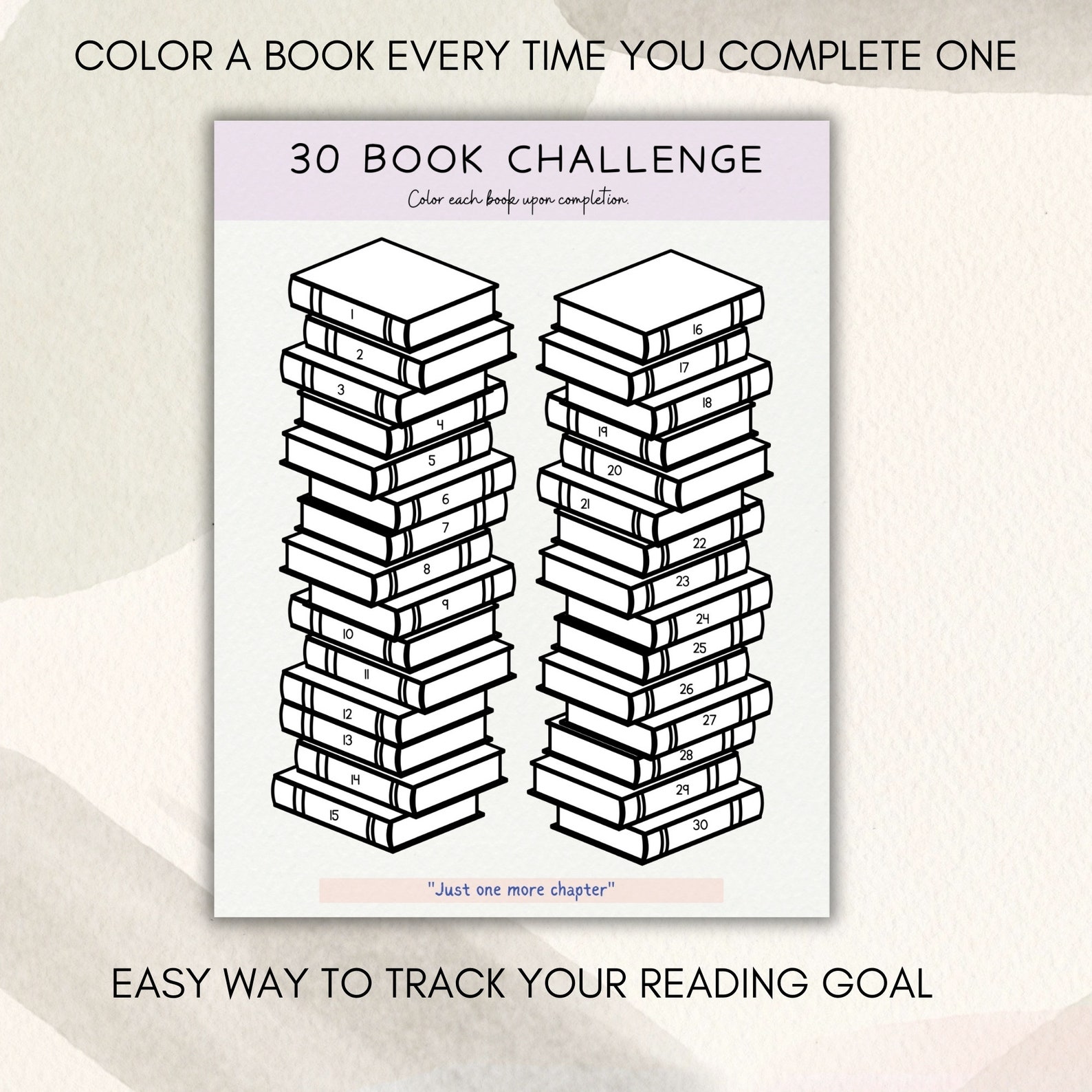 30 Book Reading Challenge Tracker: Digital Reading Journal (letter, A4 ...