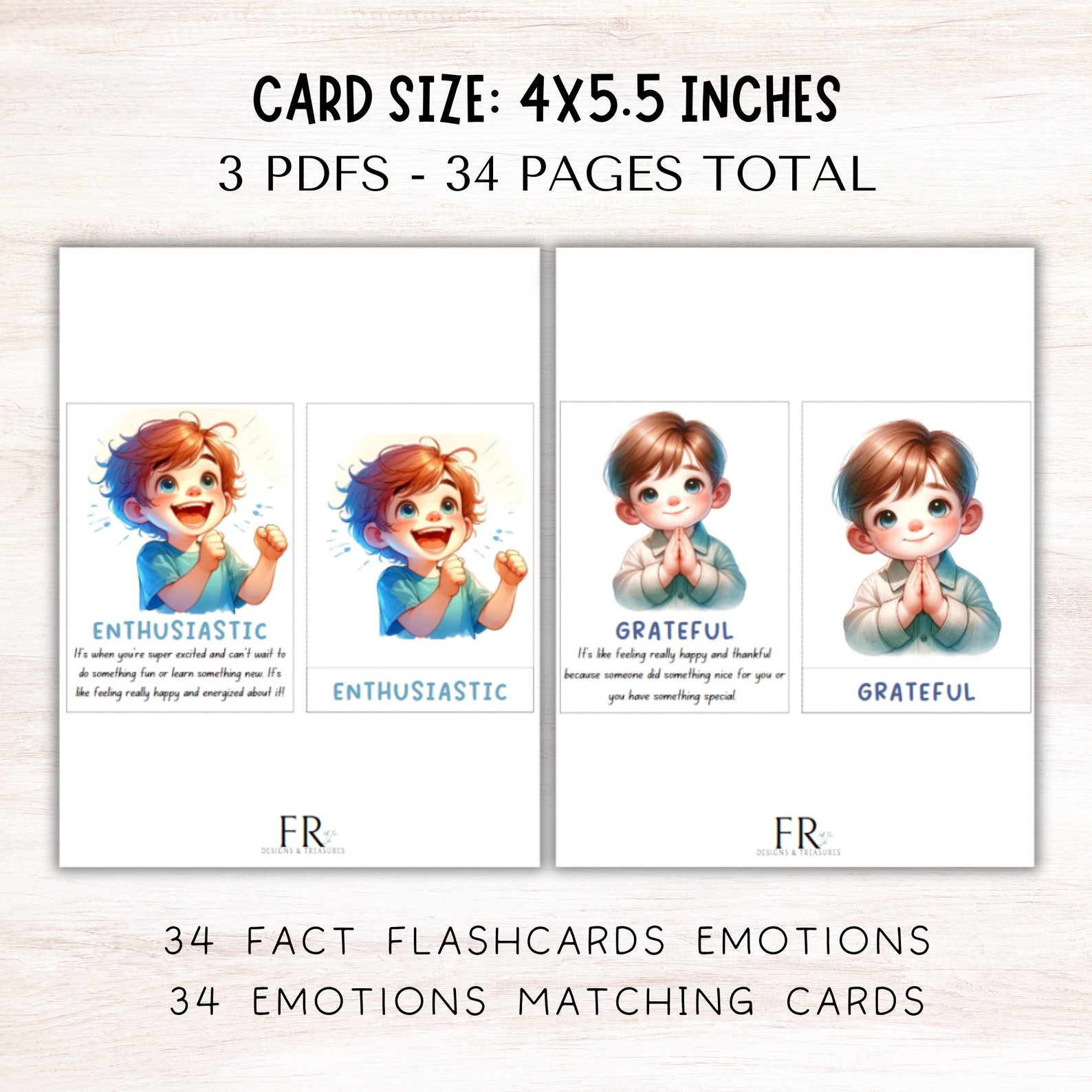 Emotions Flashcards, 34 Feelings Flash Cards for Kids, Montessori ...