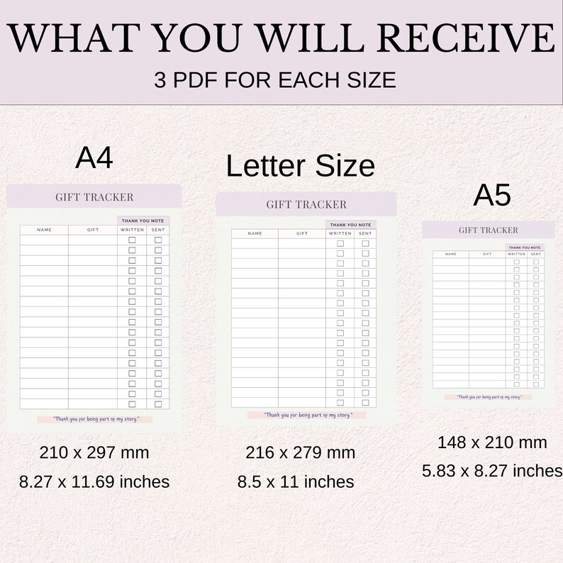 Gift Tracker, Thank You Note Organizer, Wedding Gift Log Tracker ...