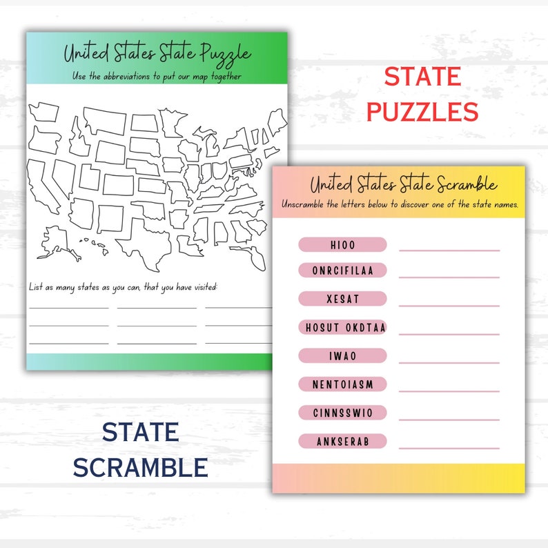 States and Capitals Activity Set: US Geography Homeschool (PDF) - Etsy