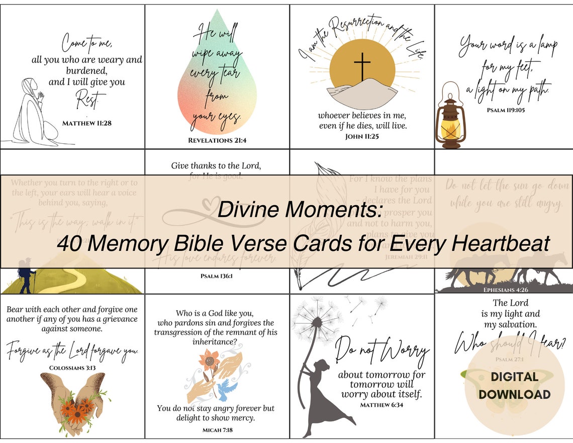 40 Memory Bible Verse Cards Encouraging Verses Scripture Cards Bible ...