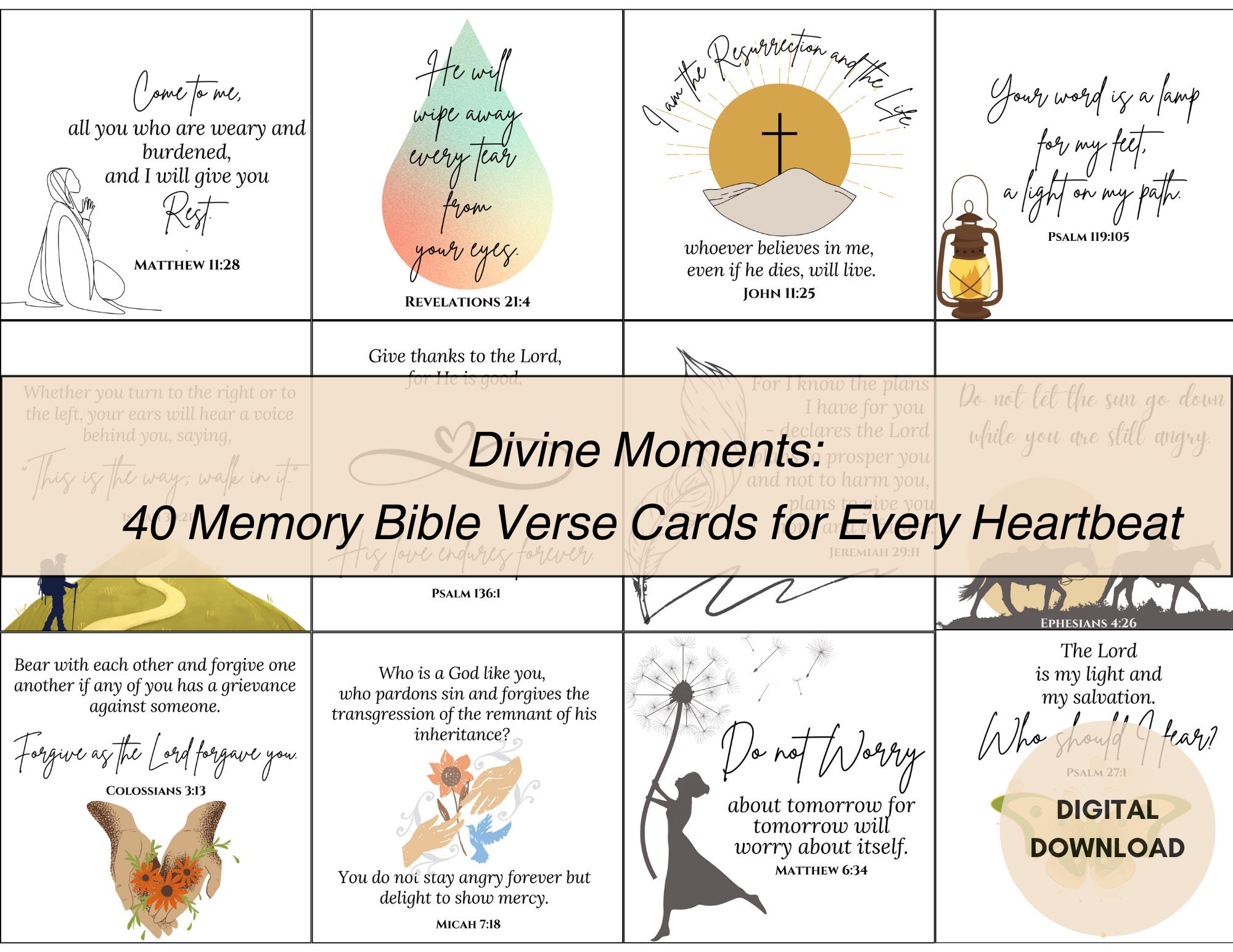 40 Memory Bible Verse Cards Encouraging Verses Scripture Cards Bible ...