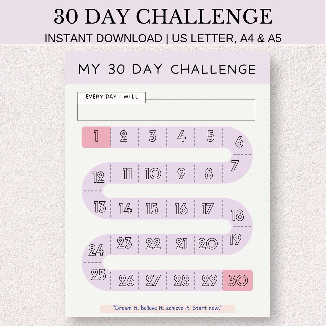30 Day Challenge Printable: Goal & Habit Tracker (PDF) - Etsy