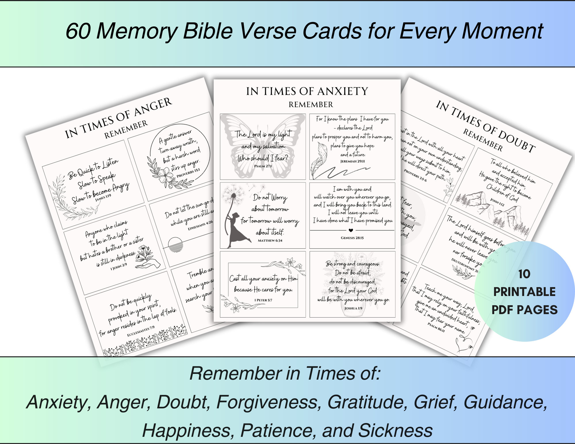 60 Memory Bible Verse Cards Encouraging Verses Scripture Cards Bible ...