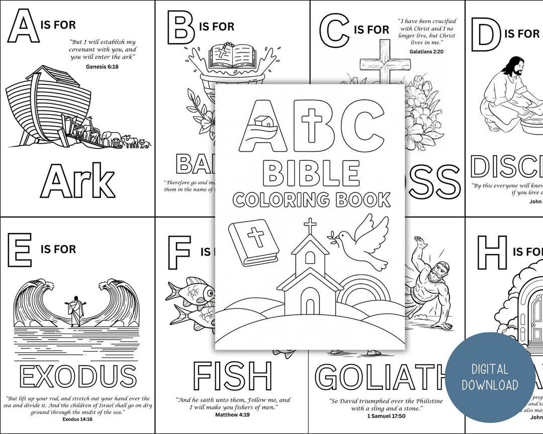 ABC Bible Coloring Book: Christian Alphabet Learning Activity (PDF ...