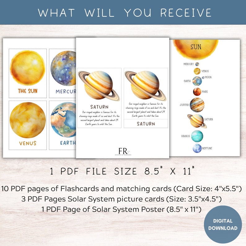 Solar System Flash Cards: Montessori Space Education (digital Download ...