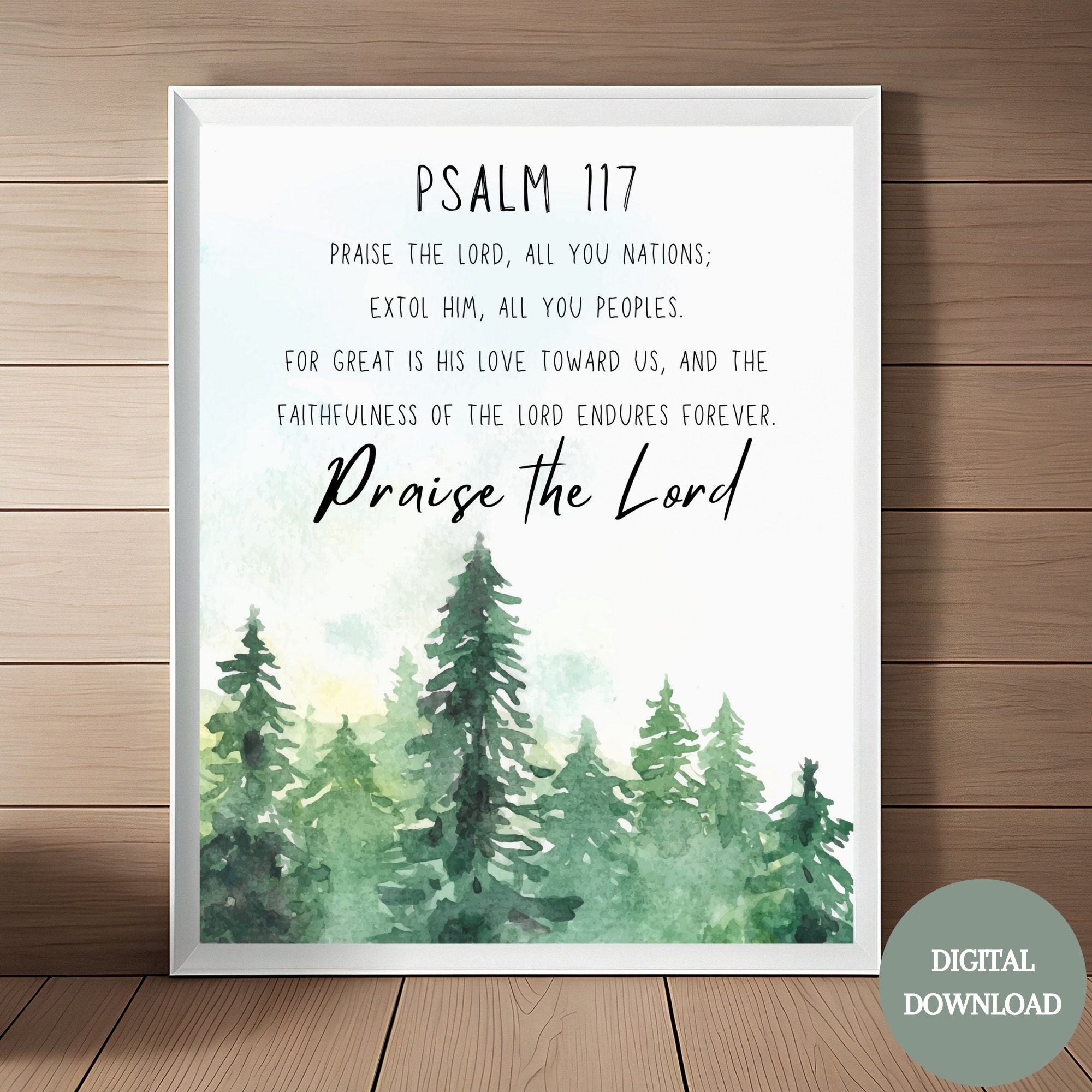 Psalm 117 Christian Wall Art Scripture Poster Bible Verse, Praise the Lord, Printable, Digital ...