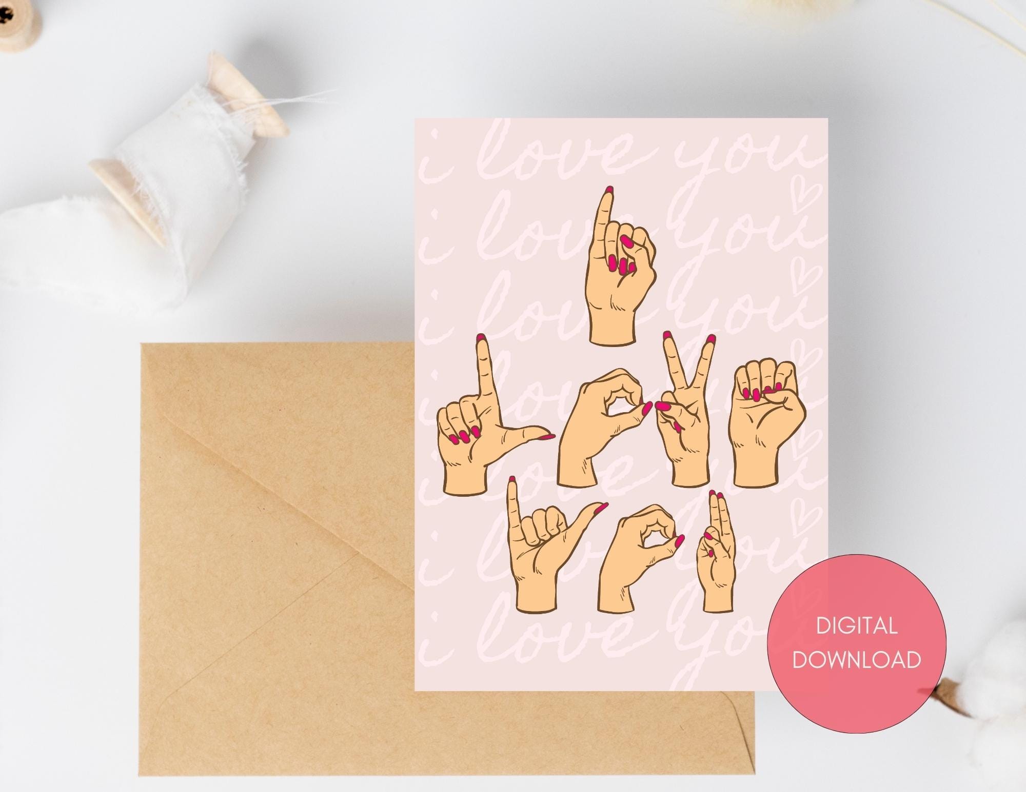 I Love You ASL Greeting Card, Printable American Sign Language Ily Card ...