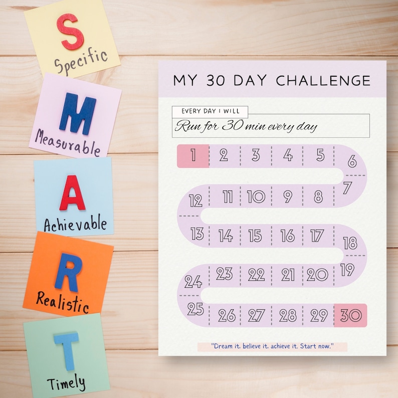 30 Day Challenge Printable: Goal & Habit Tracker (PDF) - Etsy