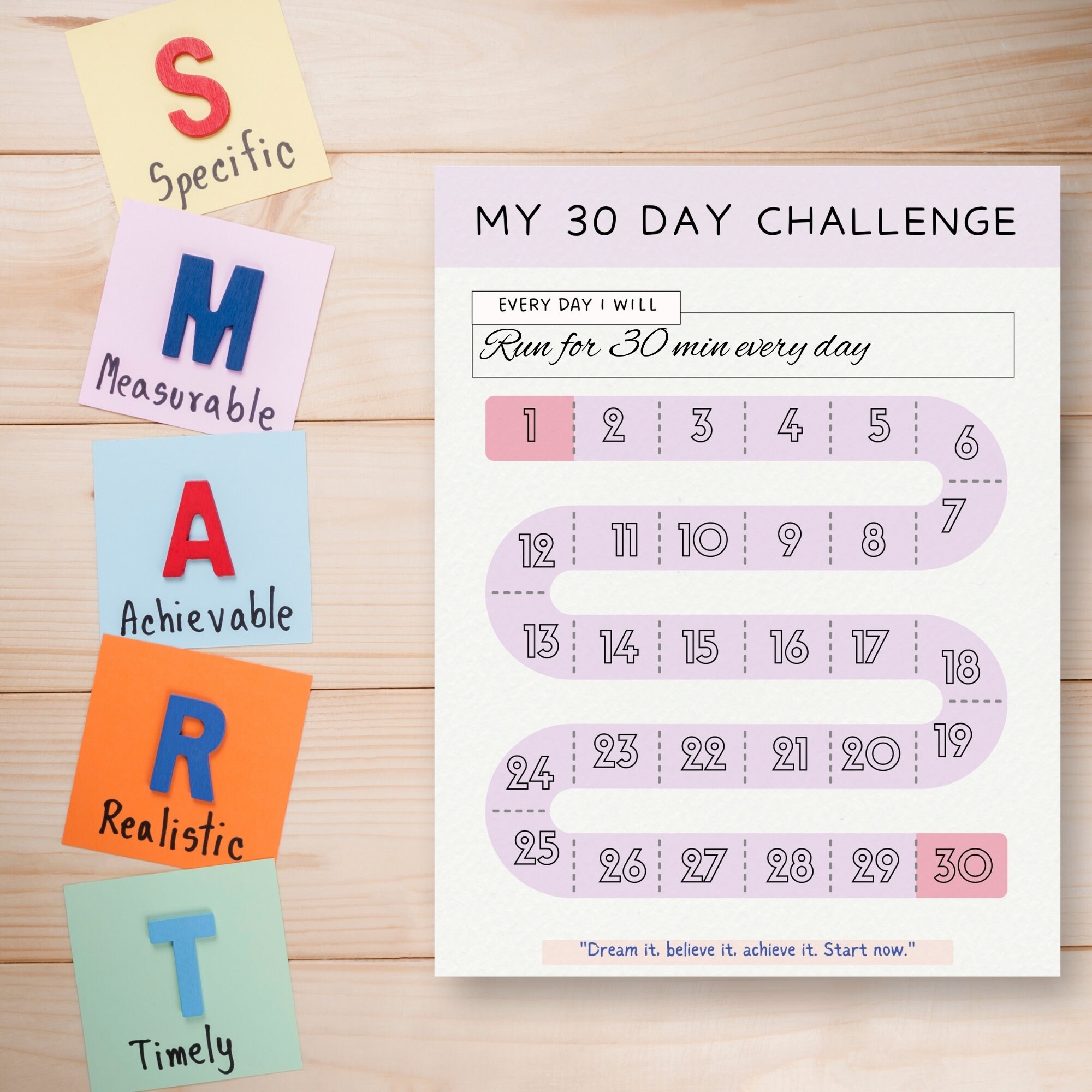 30 Day Challenge Printable: Goal & Habit Tracker (PDF) - Etsy