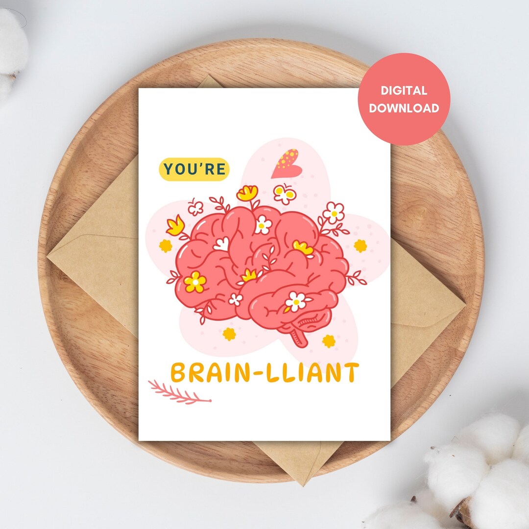 Brain-lliant Graduation Card: Neuroscience Congratulations (digital ...