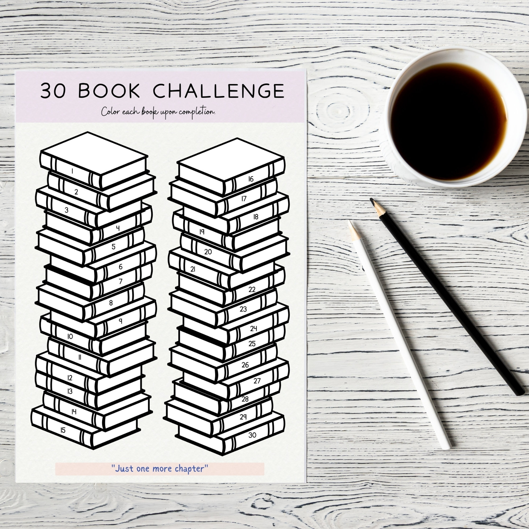 30 Book Reading Challenge Tracker: Digital Reading Journal (letter, A4 ...