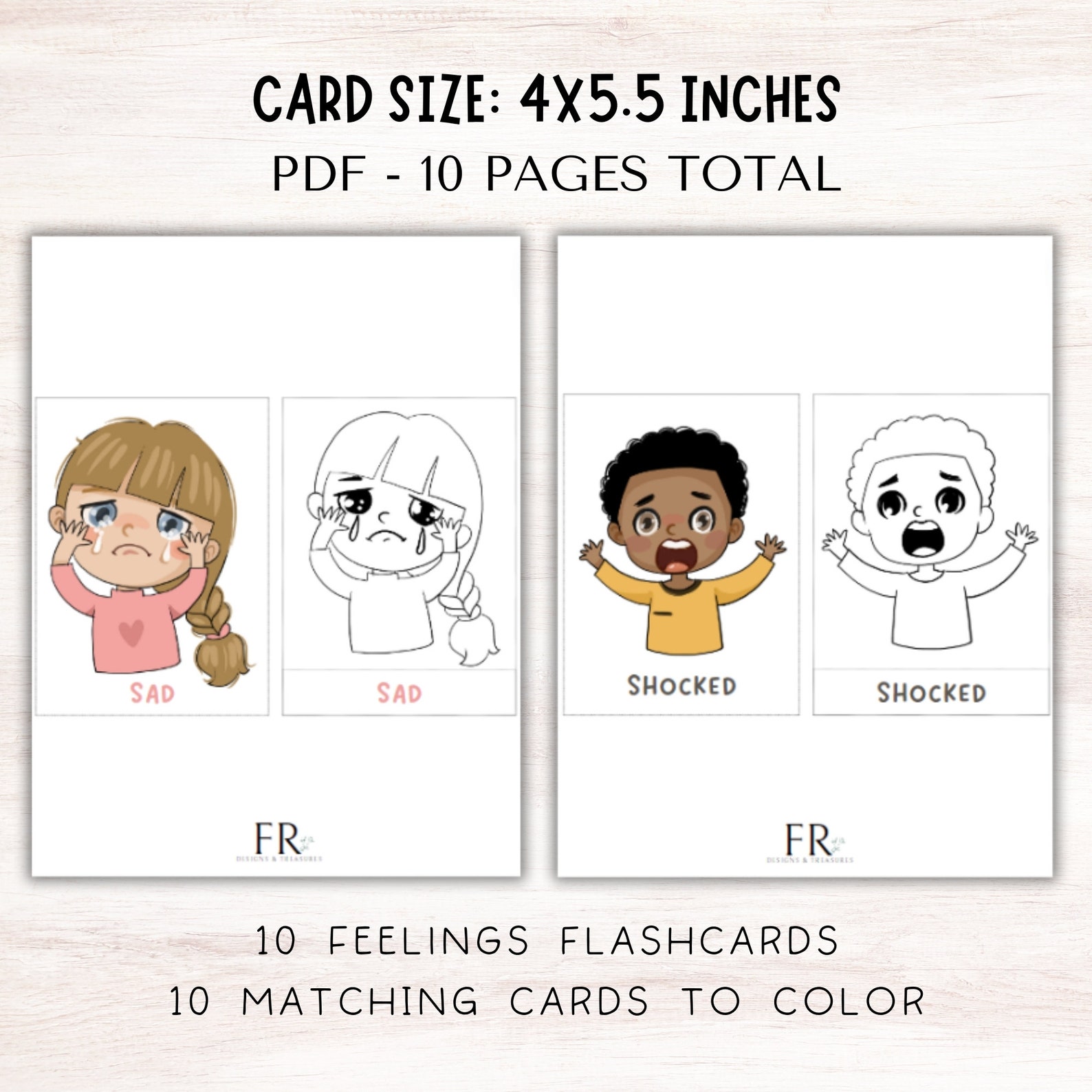 Emotions Flashcards, Feelings Flash Cards, Emotions to Color ...