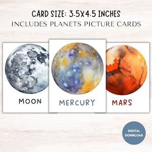 Solar System Flash Cards, Planets Flashcards, Space Education, Science ...