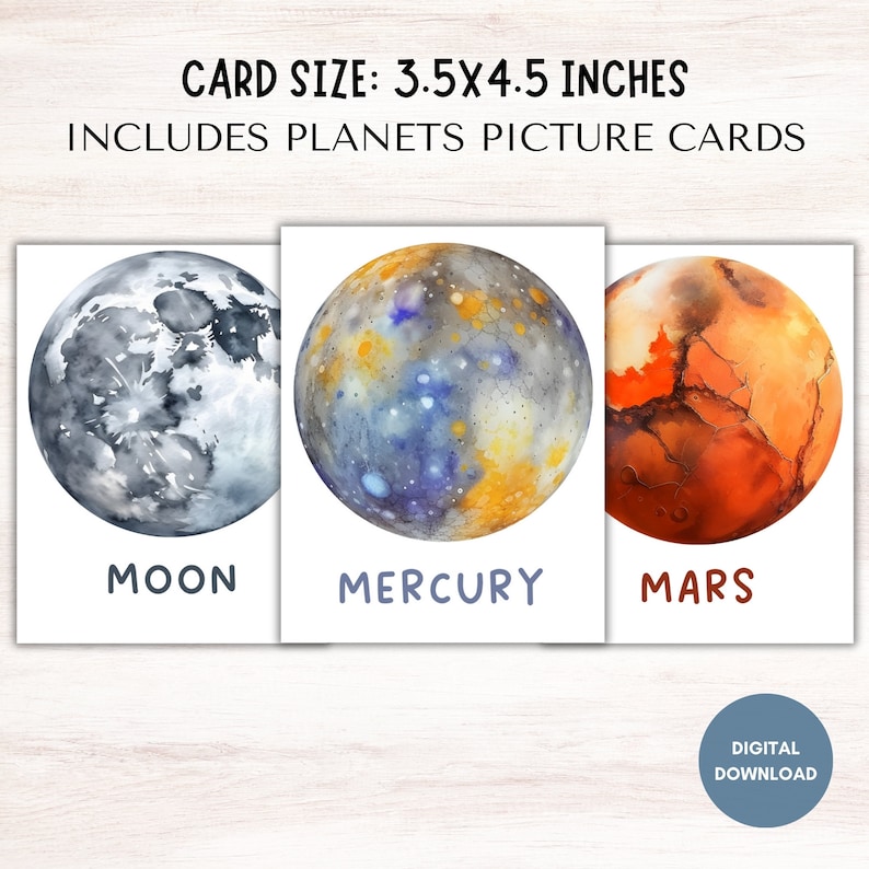 Solar System Flash Cards: Montessori Space Education (digital Download ...