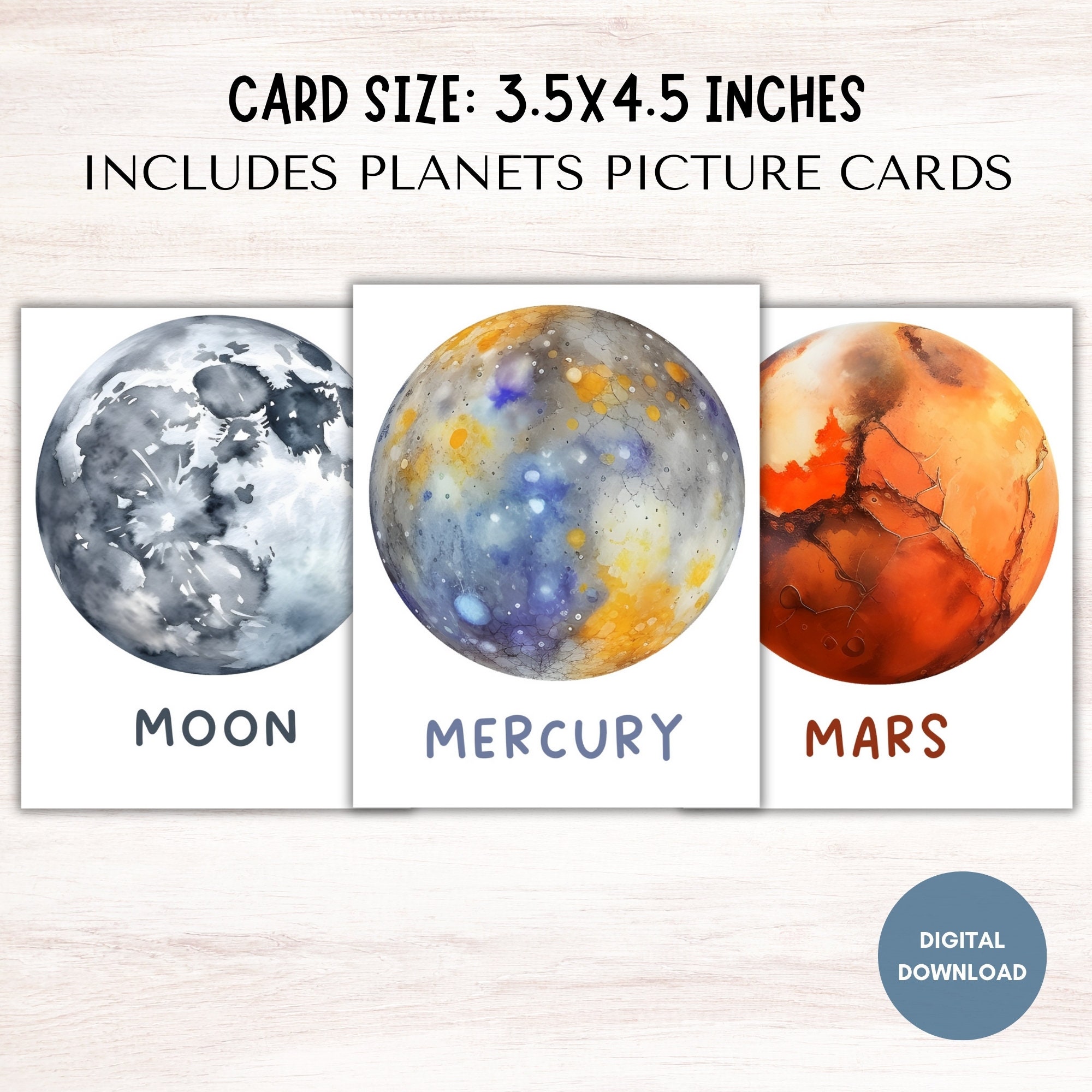 Solar System Flash Cards: Montessori Space Education (digital Download ...