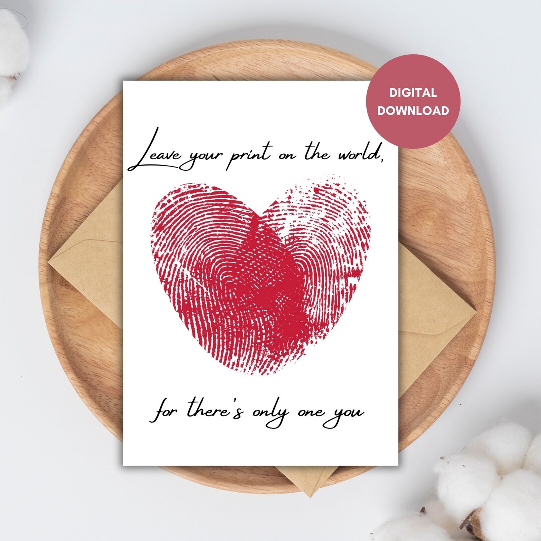 Leave Your Print on the World Inspirational Greeting Card, Printable Fingerprint Congratulations ...