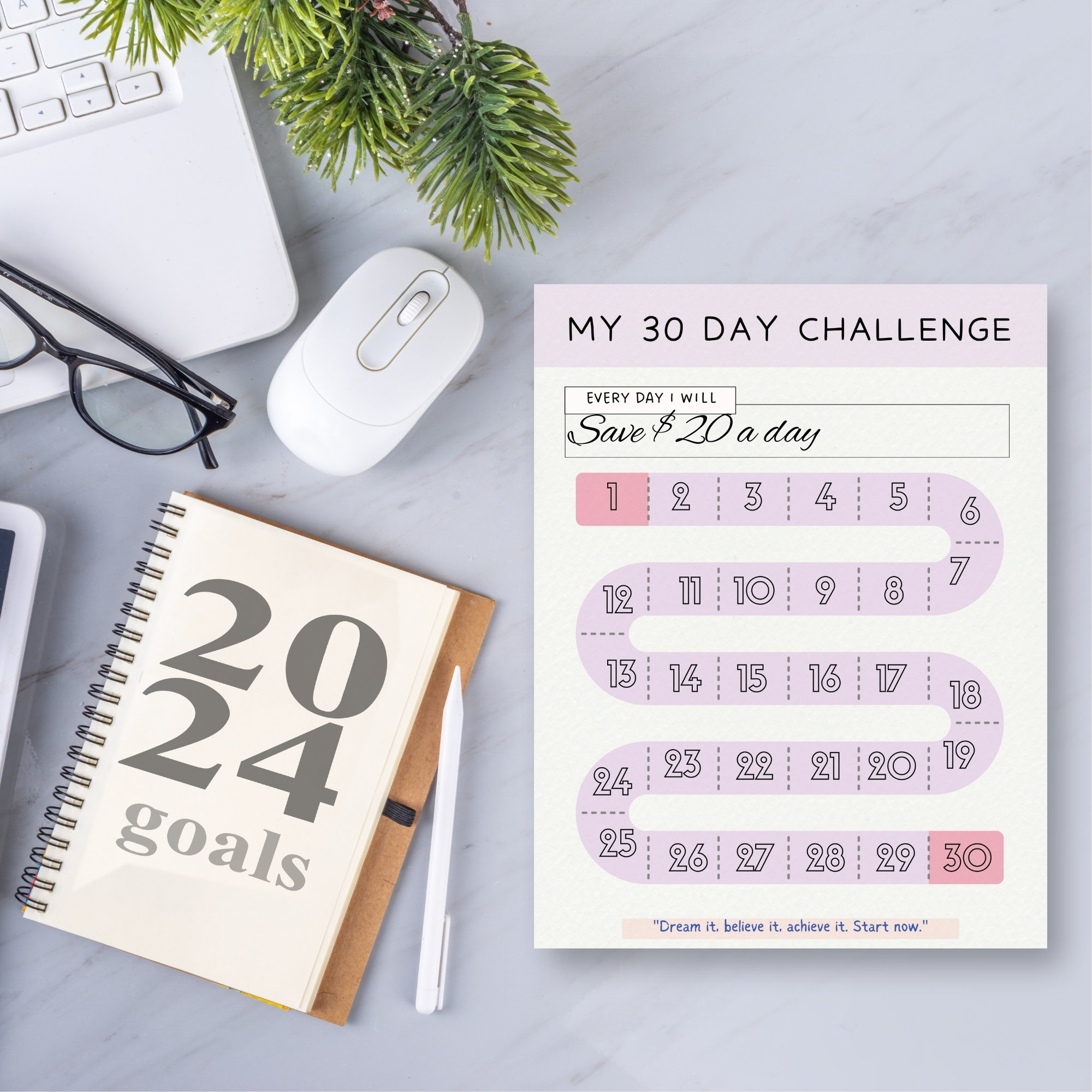 30 Day Challenge Printable: Goal & Habit Tracker (PDF) - Etsy