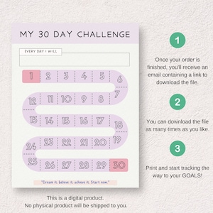 30 Day Challenge Printable: Goal & Habit Tracker (PDF) - Etsy