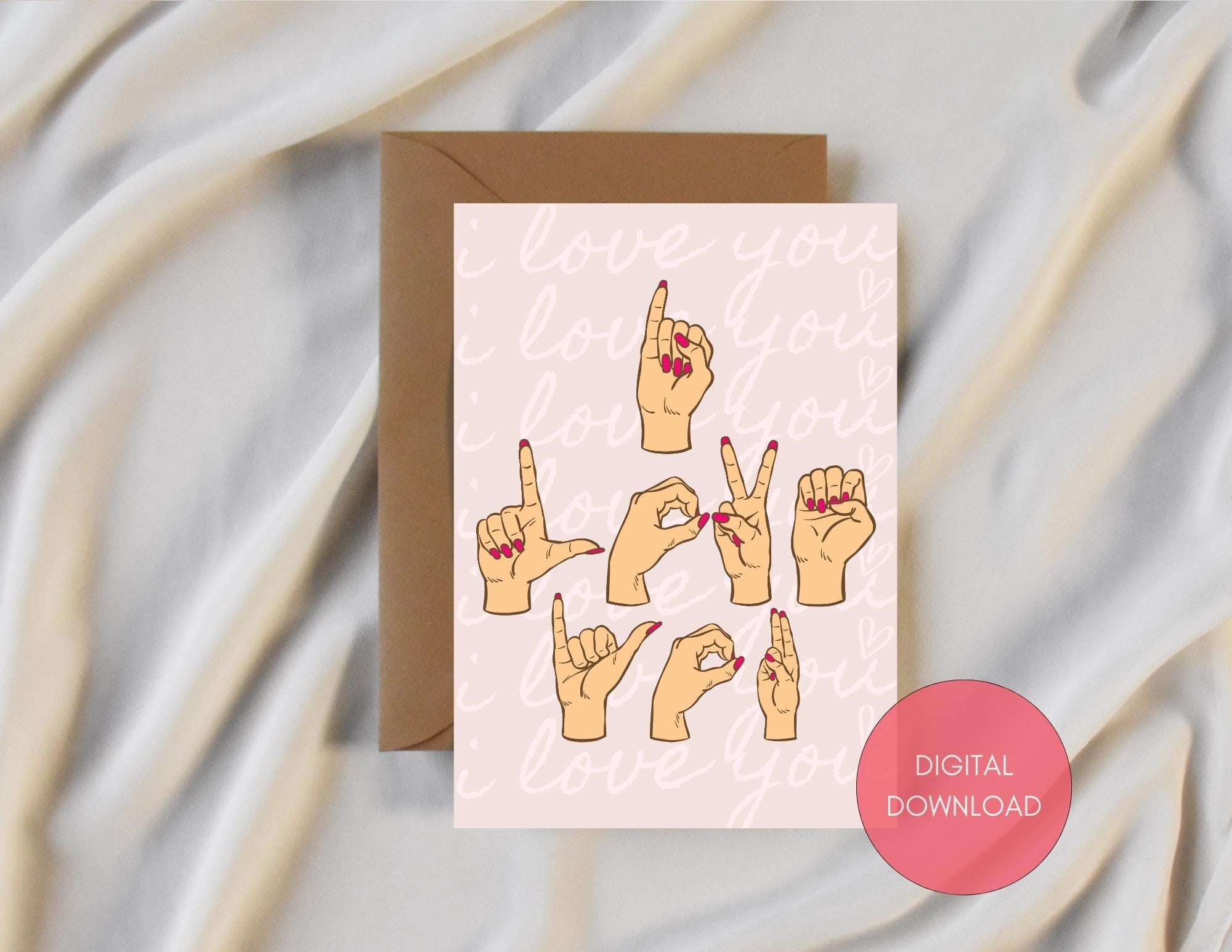 I Love You ASL Greeting Card, Printable American Sign Language Ily Card ...