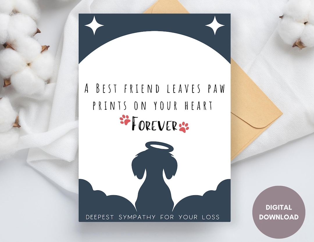 Printable Pet Loss Card, Dog Sympathy Card, Puppy Condolence Card, Pet Bereavement Card, Loss of ...