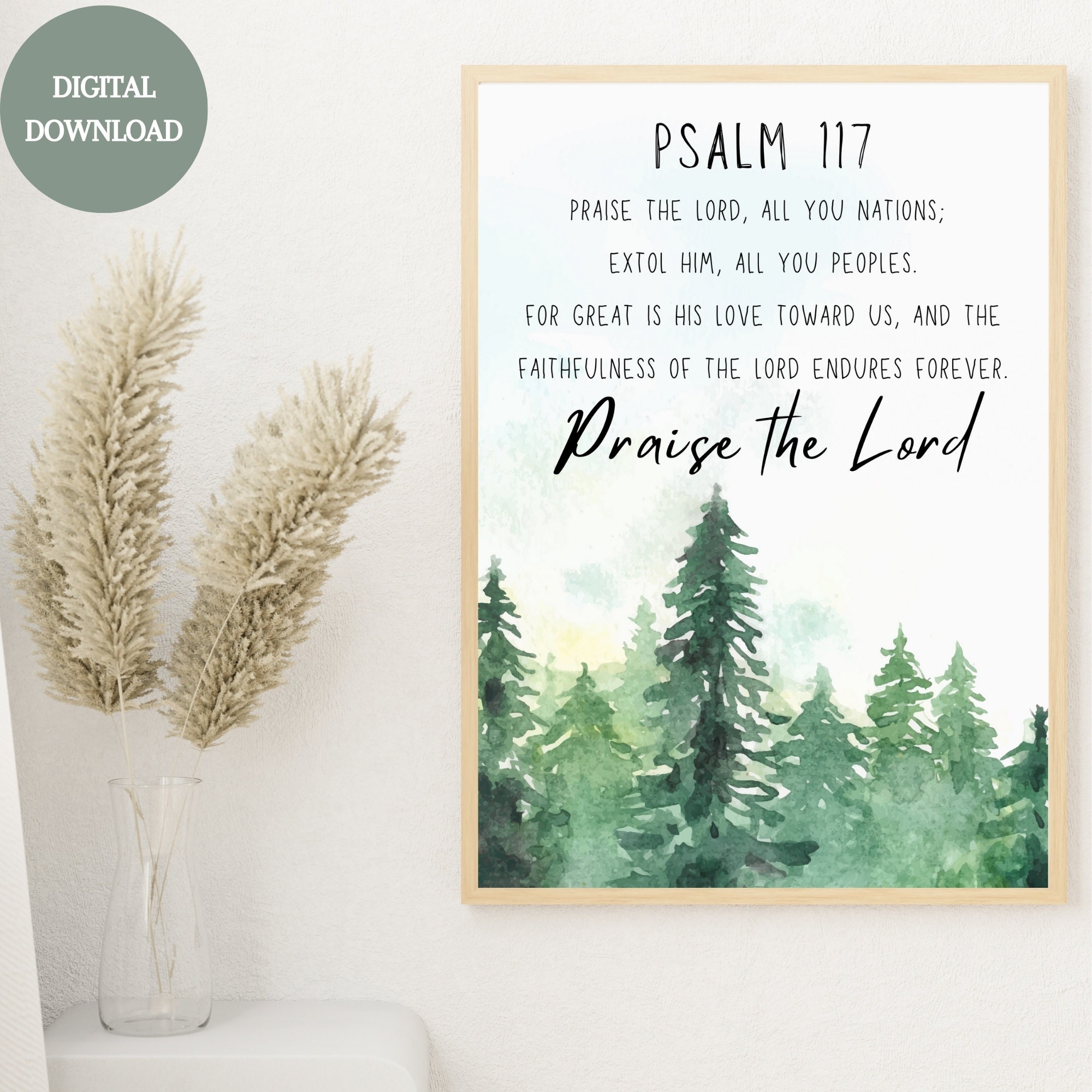 Psalm 117 Christian Wall Art Scripture Poster Bible Verse, Praise the ...