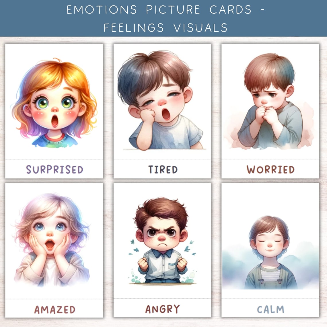 Emotions Flashcards, 34 Feelings Flash Cards for Kids, Montessori ...